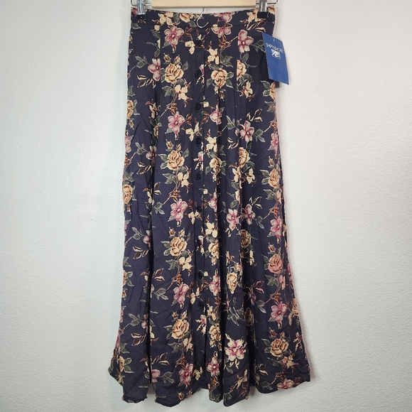 Ship 'N Shore | Skirts | Nwt Ship N Shore Vintage 8s Navy Floral Skirt ...